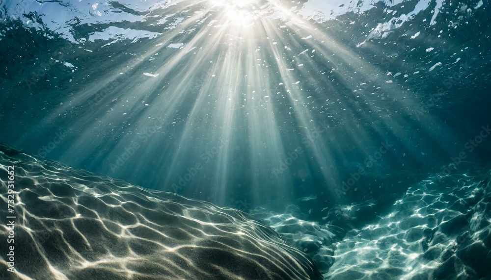 Foto de underwater scene with rays of light, underwater scene with sun ...