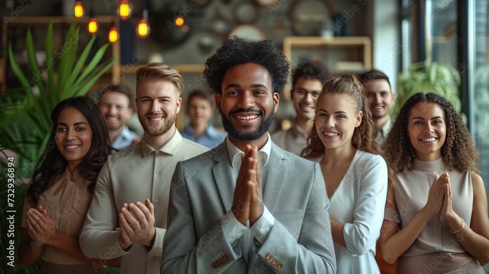 United Team Celebrating Success Together, diverse group of ...