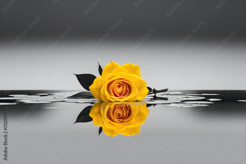 Black and white photograph, rose in center frame, stark contrast ...