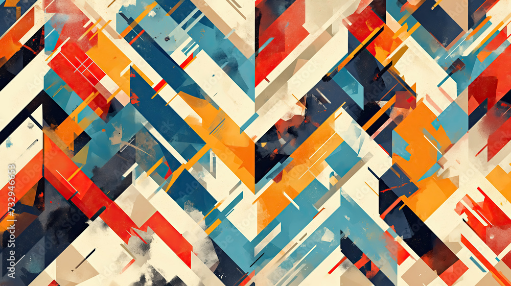 visual composition with herringbone-inspired patterns, featuring V ...