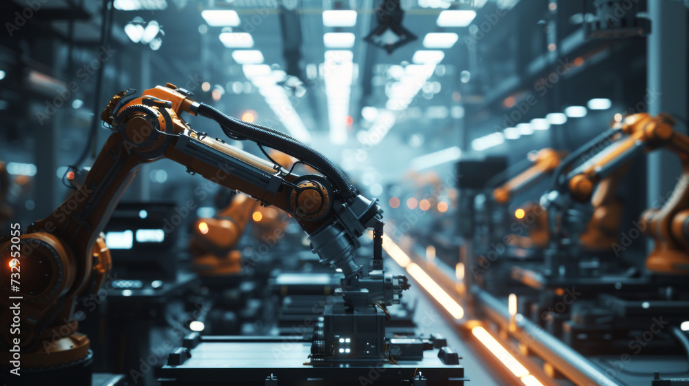 Modern Industrial Robotics in Action, A sleek array of modern ...