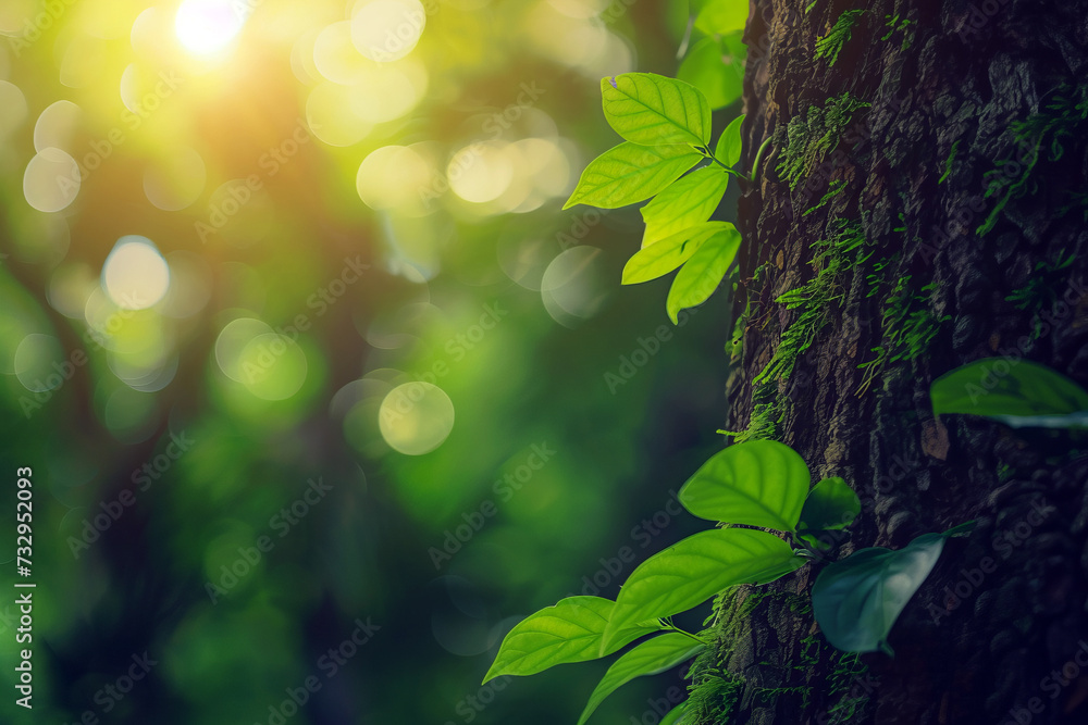 Sunlight Filtering Through Fresh Green Leaves on Forest Tree, Sunlight ...