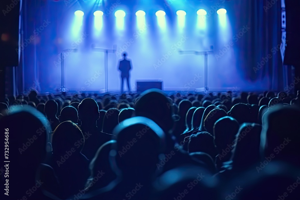 Bustling scene of crowded auditorium filled with eager audience all ...