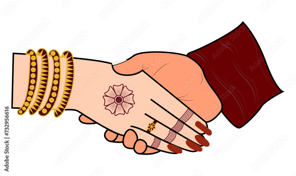 Indian Wedding Couple Vector Images. Hindu Wedding Hands Clipart Bride ...
