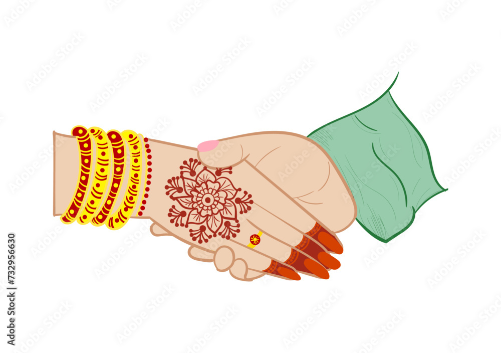 Vetor de Indian Wedding Couple Vector Images. Hindu Wedding Hands ...