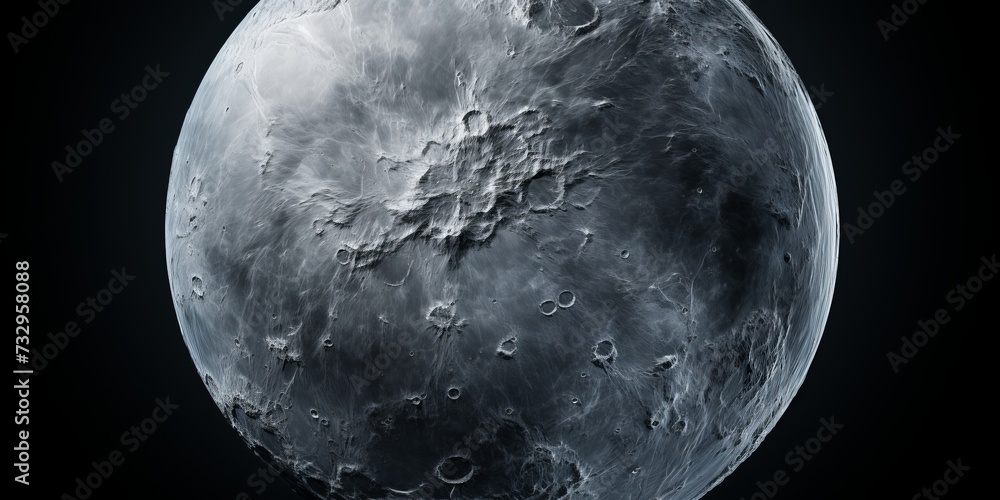 The desolate surface of the gray planet is pockmarked with deep craters ...