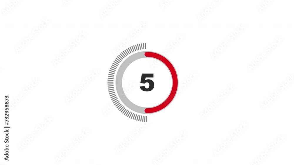 10 seconds countdown timer animation motion graphics. on white ...