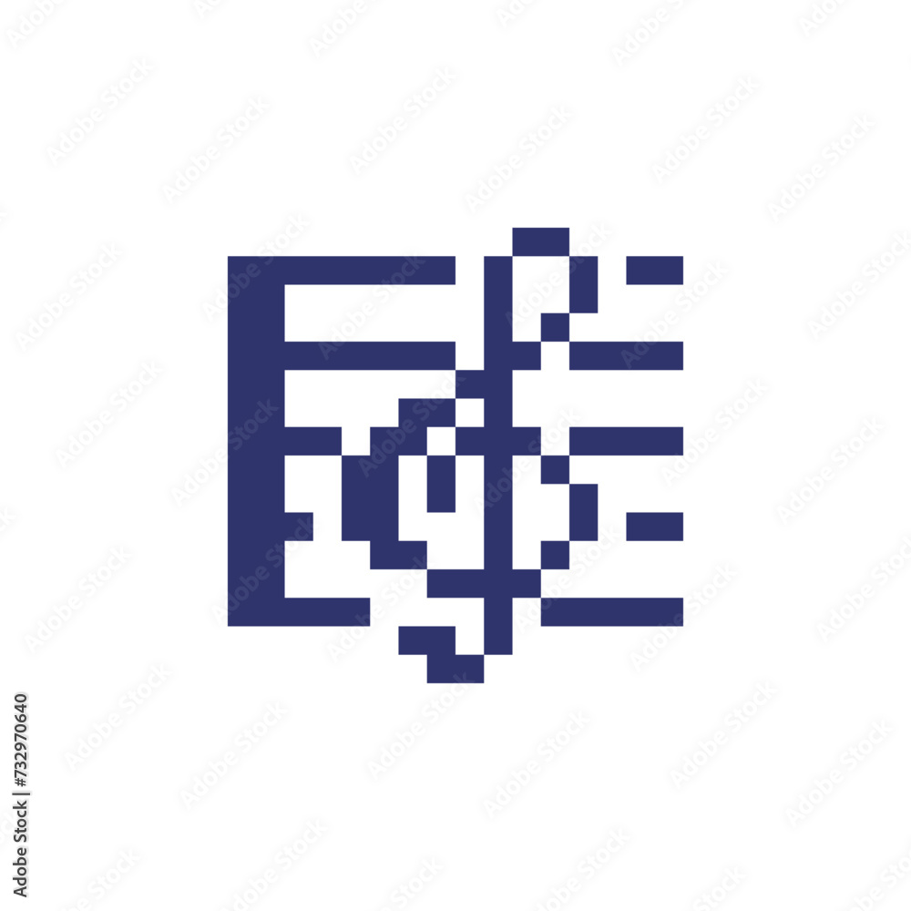 Musical score, emoji. Treble clef, note, pixel art style icon element ...