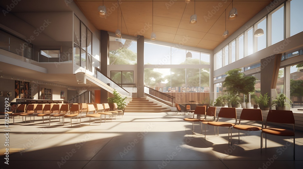 A modern community center with adaptable seating for different events ...