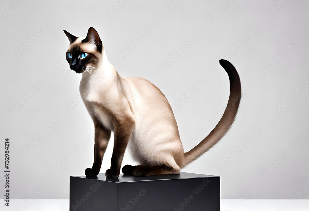 A modern and sleek composition featuring a majestic and elegant Siamese ...