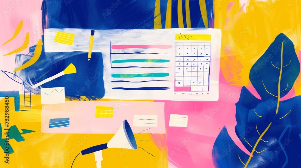 Project management tools concept, a colorful Gantt chart with various ...