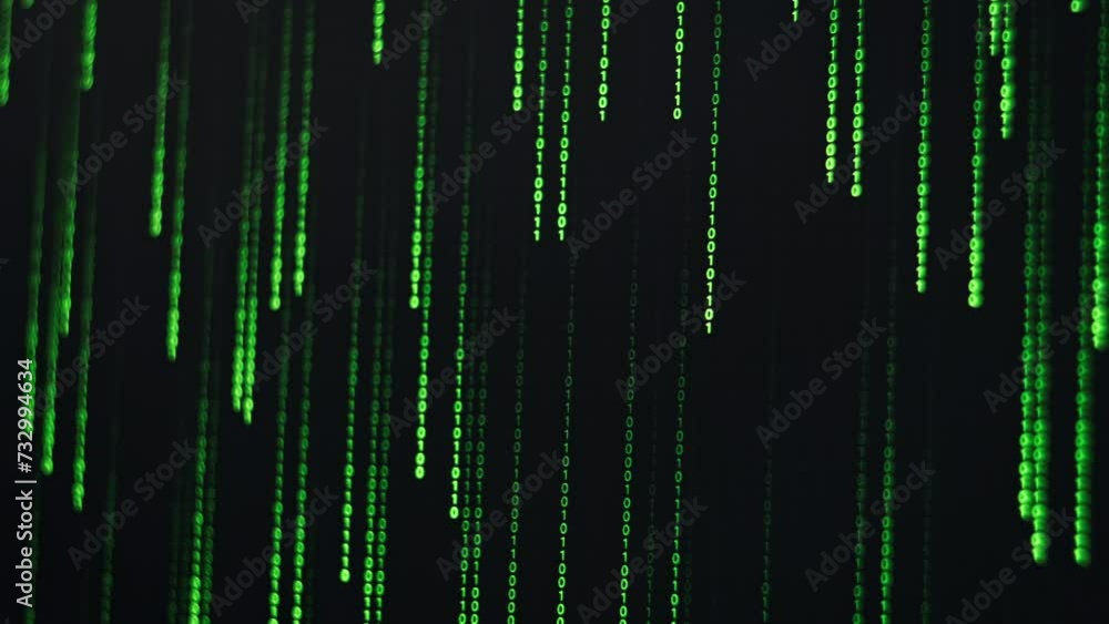 Video Stock Matrix code background, digital rain of green characters. Digital binary code ...