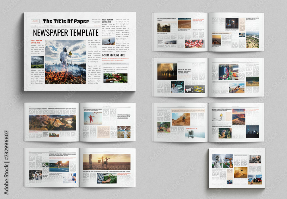 Newspaper Layout Design Template Landscape Stock Template | Adobe Stock