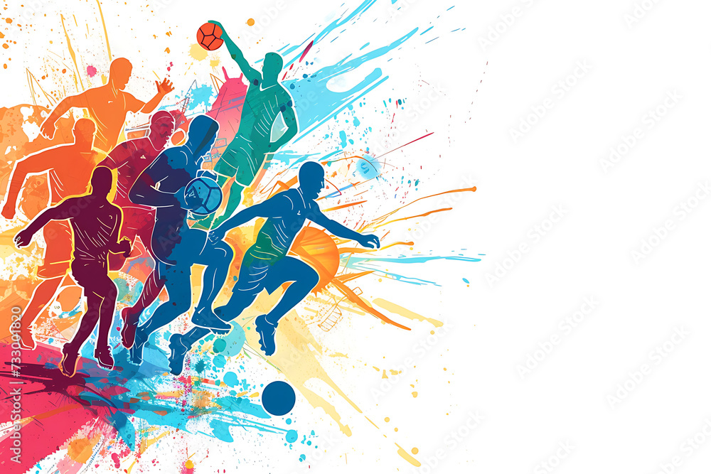 Sports background design with sport players in different activities ...