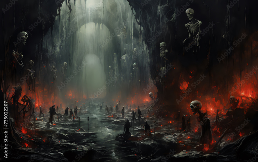 Generative AI image of The hell refers to the underworld, beneath the ...
