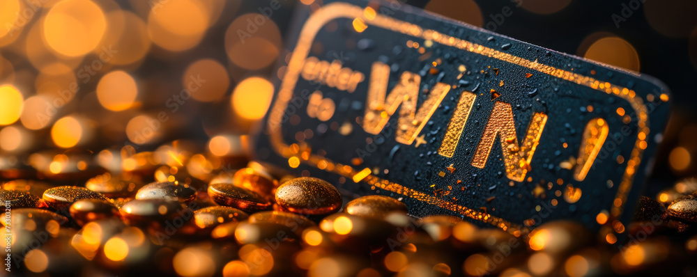 Golden raffle ticket with the phrase enter to WIN! suggesting ...