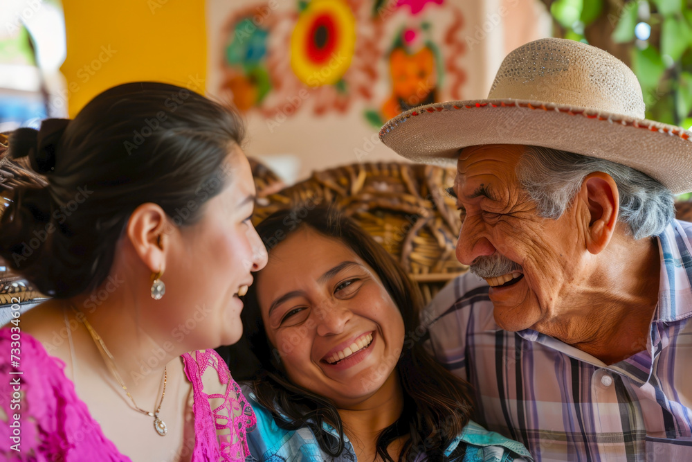 Heartwarming scene featuring a multi-generational Mexican family ...