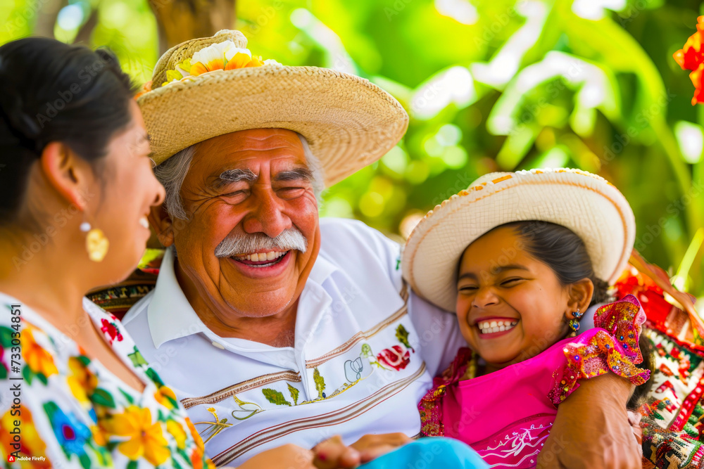Heartwarming scene featuring a multi-generational Mexican family ...