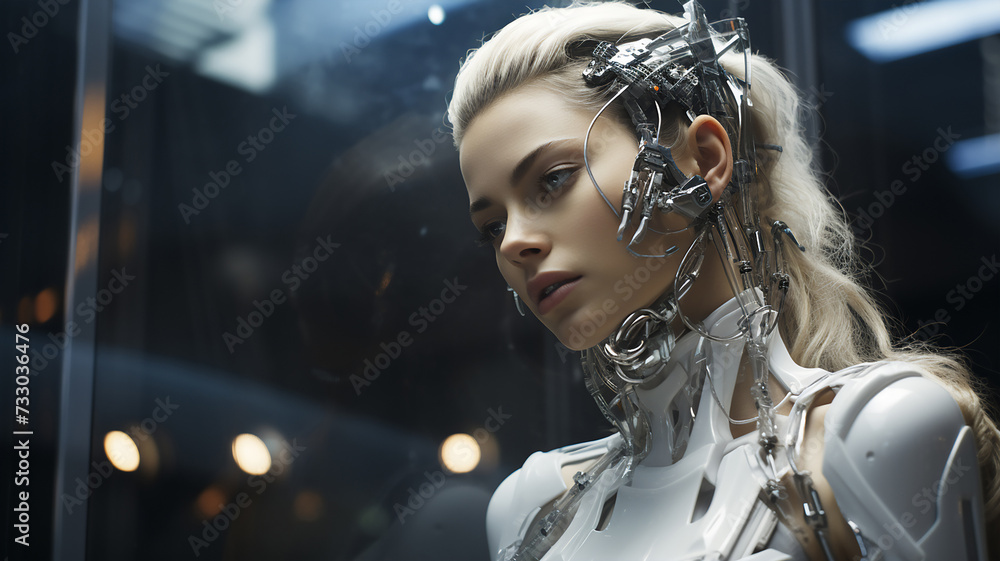 Artificial General Intelligence AI of Woman female humanoid robot human ...