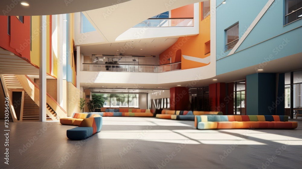 Innovative architectural design in an educational institution Stock ...