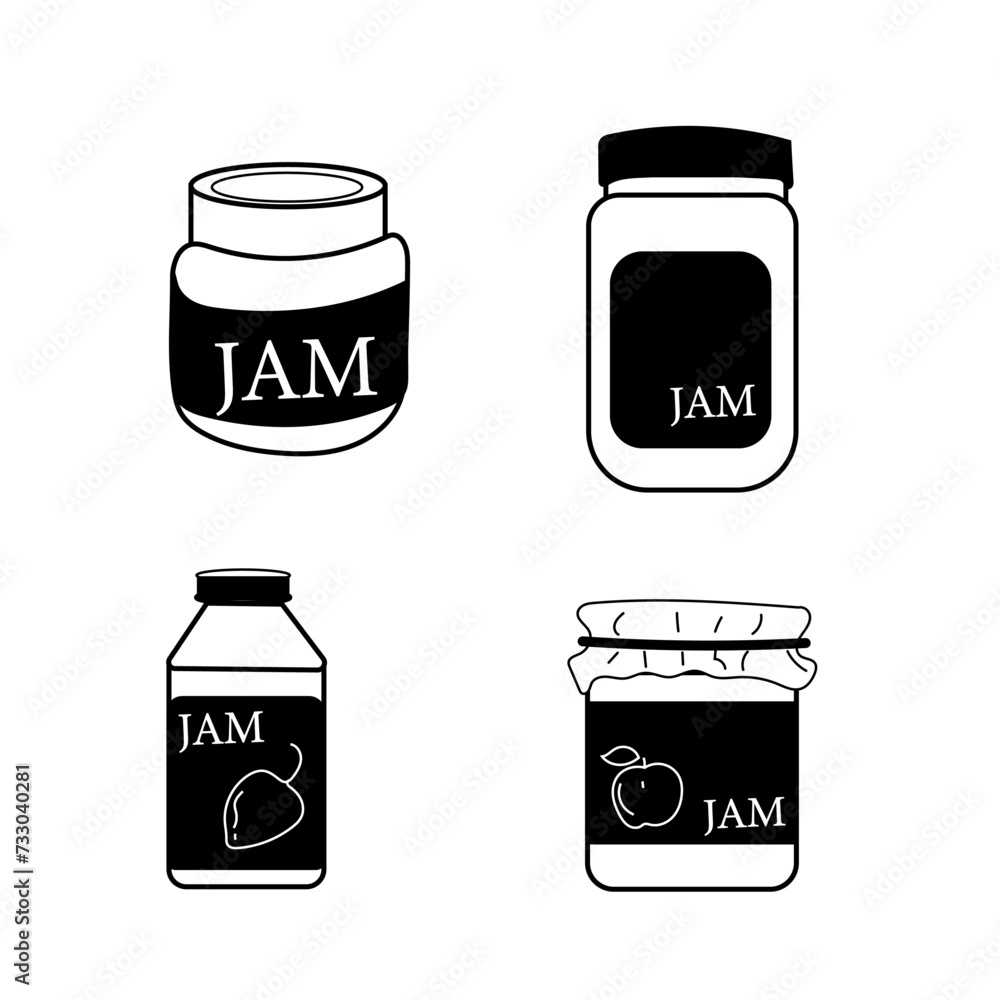 Cute Jam Vector Lineart - Monochrome Fruit Spread Stock Vector | Adobe ...