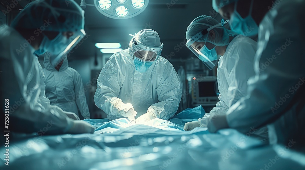 Life-Saving Surgery: A Surgeon and Team Performing a Critical Operation ...