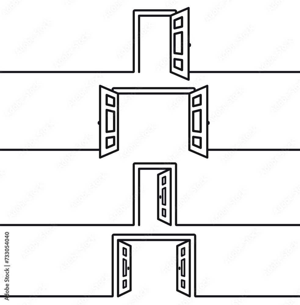 Sign of open front door outwards and inwards. Symbol entrance to room ...