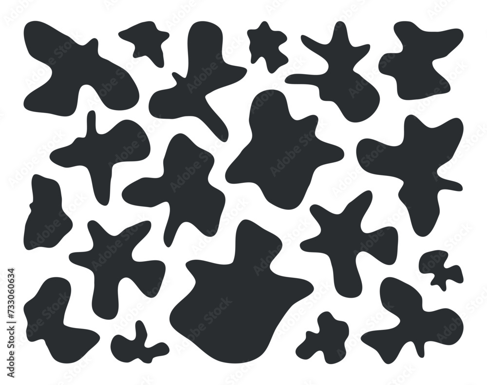 Random ink spread liquid black speech blotch paint spot irregular ...