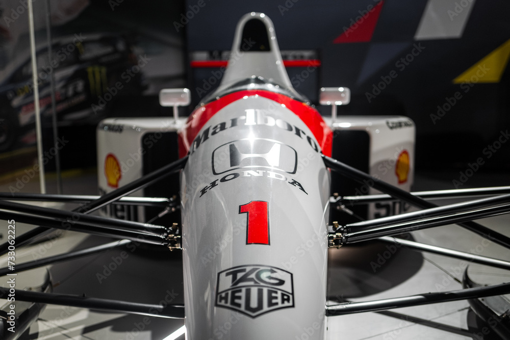 Silverstone, UK : August 13 2023 : Ayrton Senna’s 1991 McLaren MP4 6 ...