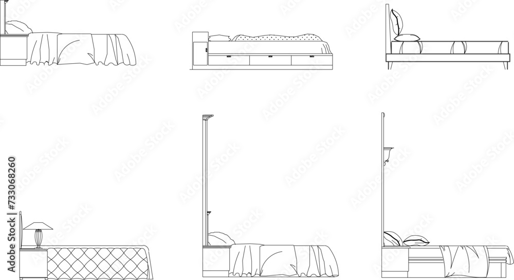 side view of bed furniture sketch vector design illustration Stock ...