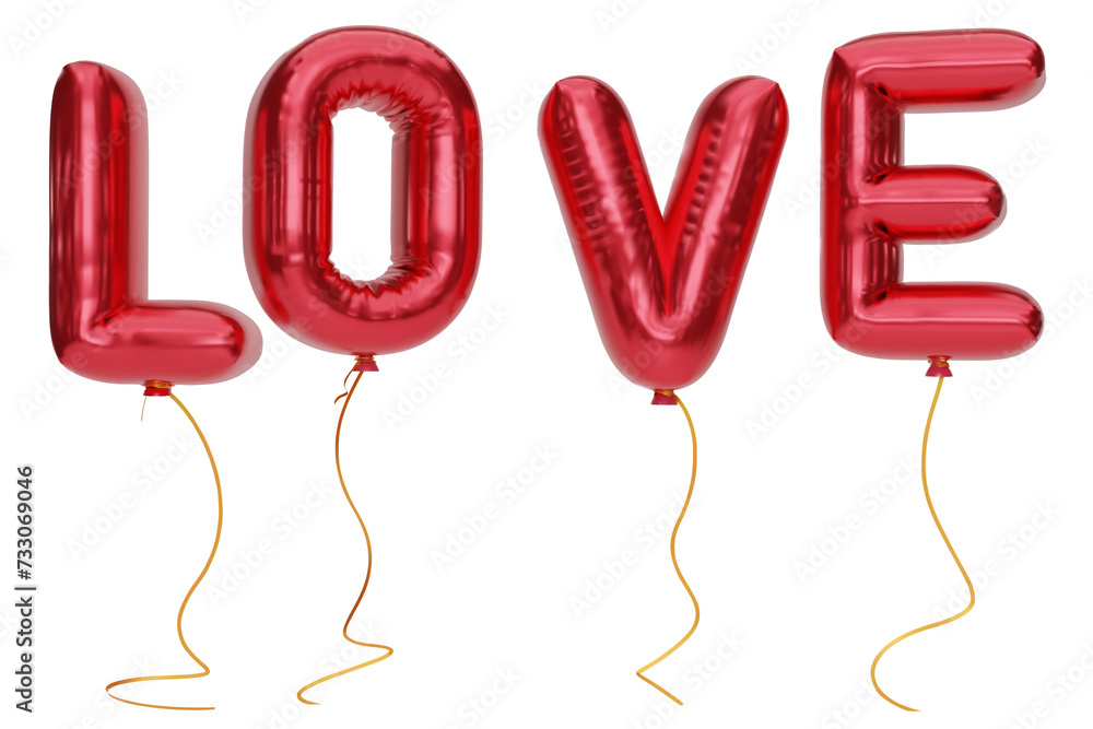 3D gold letter love balloons. Love golden characters balloons in the ...