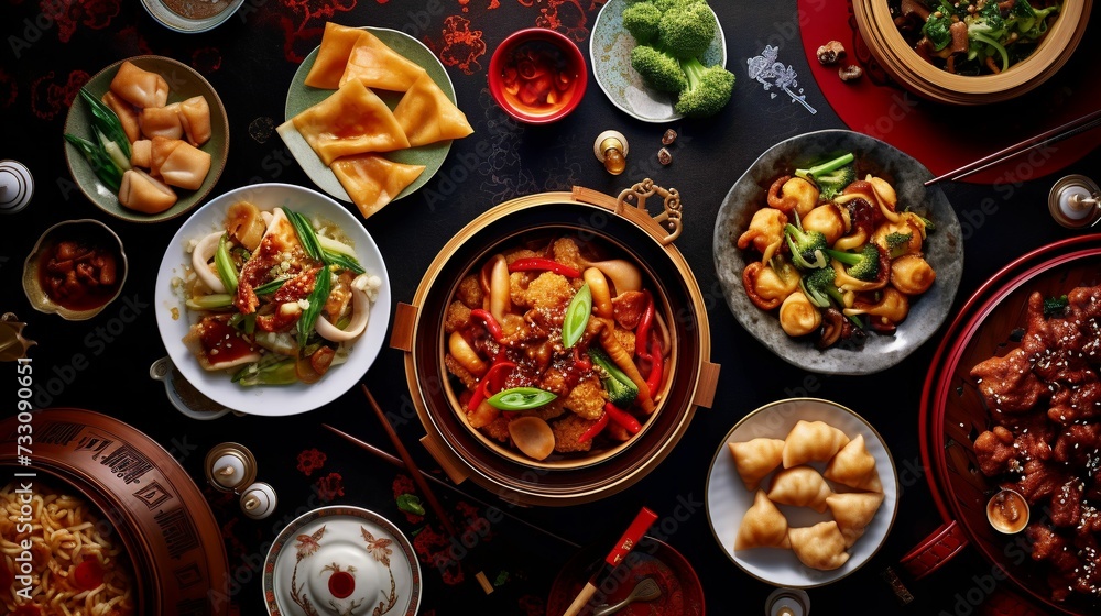 AI generated illustration of a table laid out with an assortment of ...