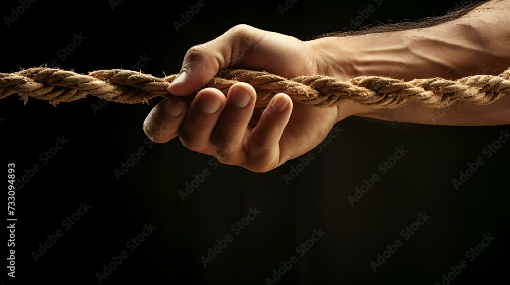 AI generated illustration of a hand gripping a rope with strength and ...