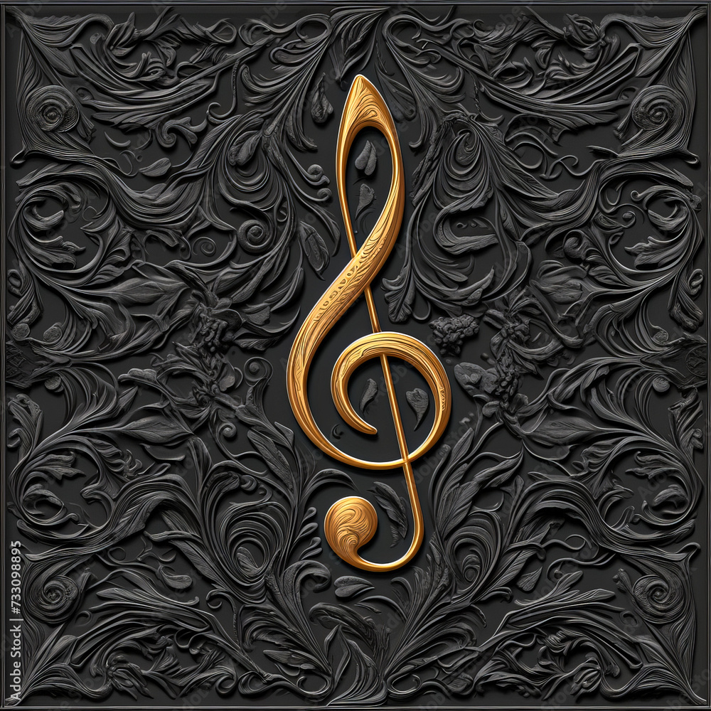 gold music clef note as background on a seamless tile, ai generated ...
