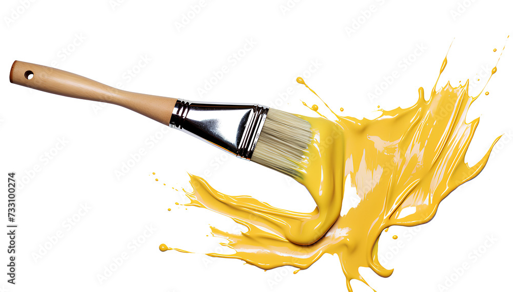 paint brush and yellow paint splatter png. paintbrush with yellow paint ...