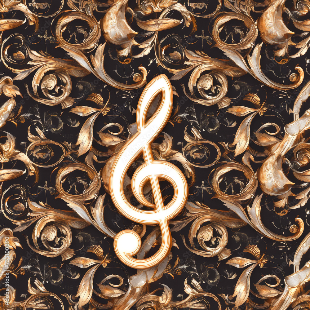 gold music clef note as background on a seamless tile, ai generated ...