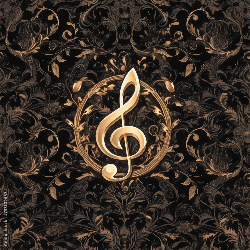 gold music clef note as background on a seamless tile, ai generated ...