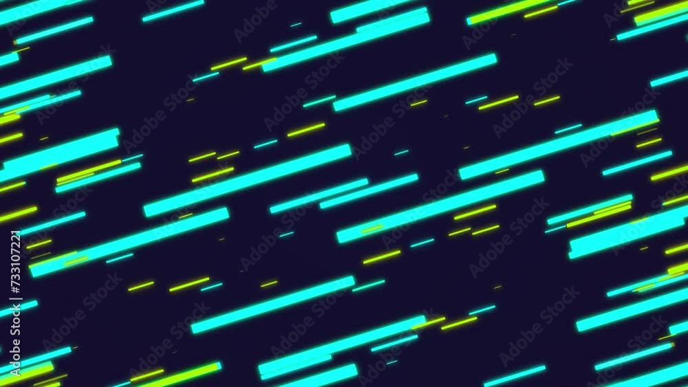 Seamless loop of 2D animation of glowing horizontal lines streaming ...