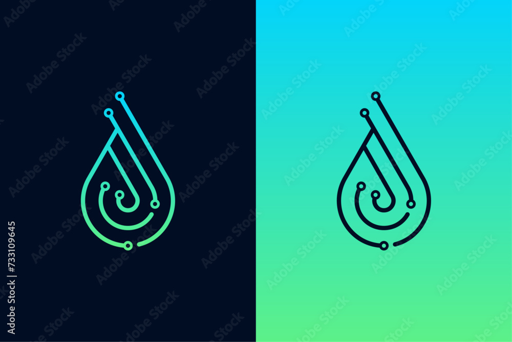 Water drop tech technology logo vector icon symbol design. Editable ...