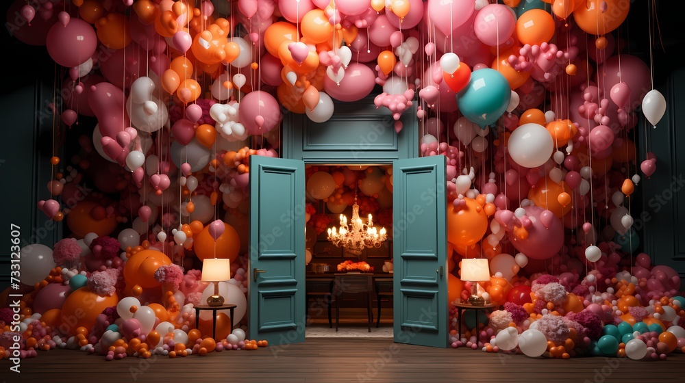 A visually striking image of a birthday surprise, with a door opening ...