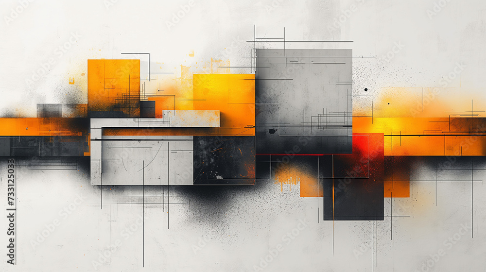 Industrial Design Graphic Background: Yellow and Grey Geometric Shapes ...