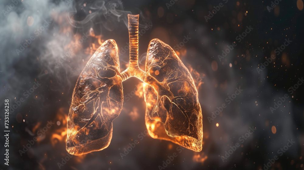 Unhealthy lungs due to smoking inhalation and environmental pollution ...