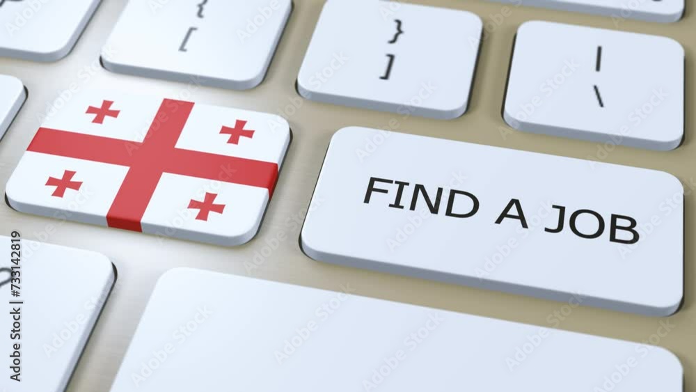 Georgia National Flag with Text. Find a Job in Country Concept ...