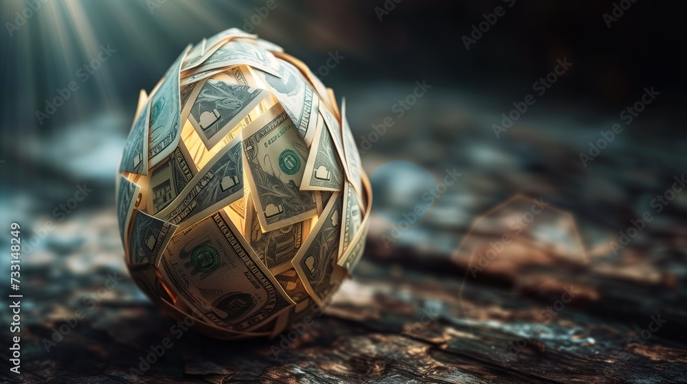 Easter egg made of cleverly folded dollar bills, creating a unique and ...