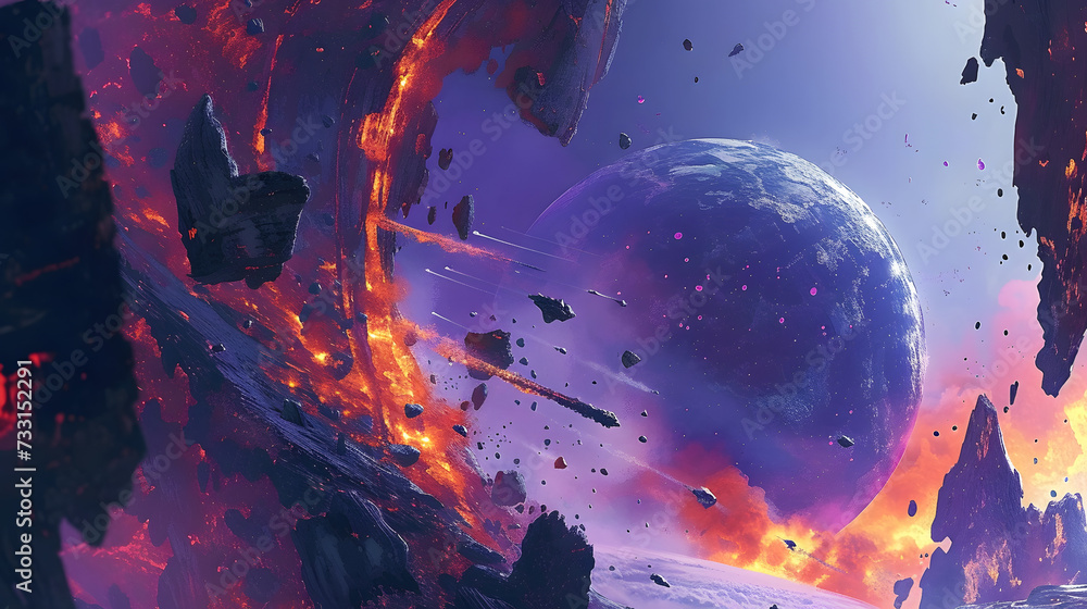 Cosmic rift opening into a space-themed dimension, video game, concept ...