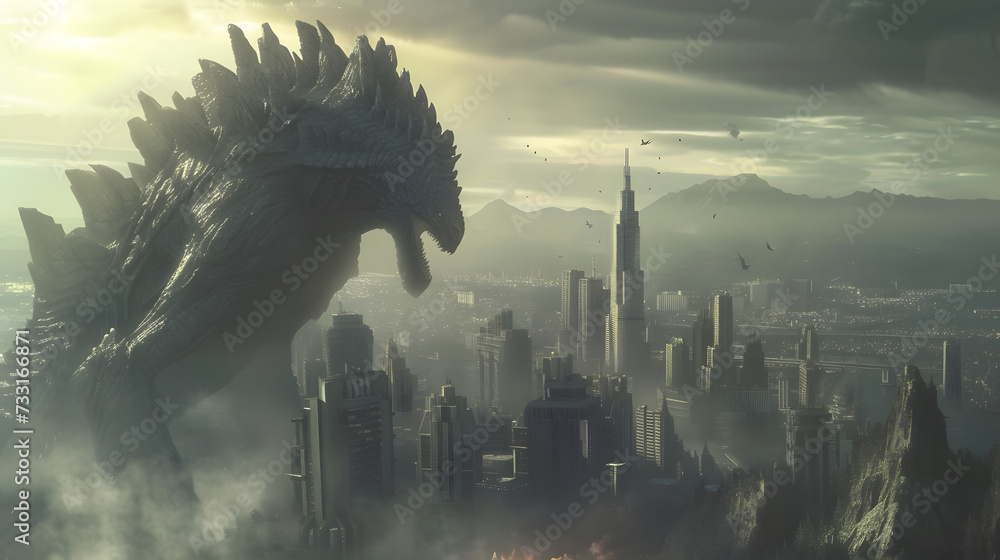Ilustracja Stock: City built on the back of a colossal creature, video ...