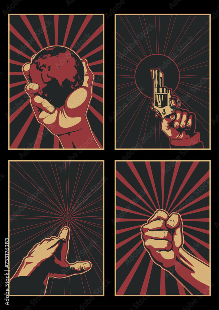 Hands and Gestures Vector Templates for Propaganda or Advertising ...