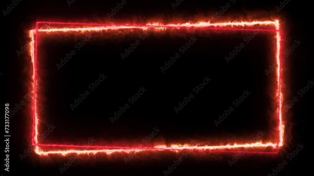 Seamless loop animated rectangle picture frame with fire and smoke ...