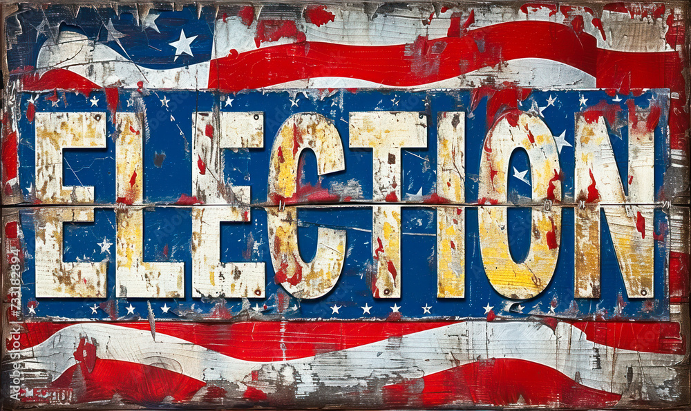 ELECTION text prominently featured in bold font against a dynamic ...