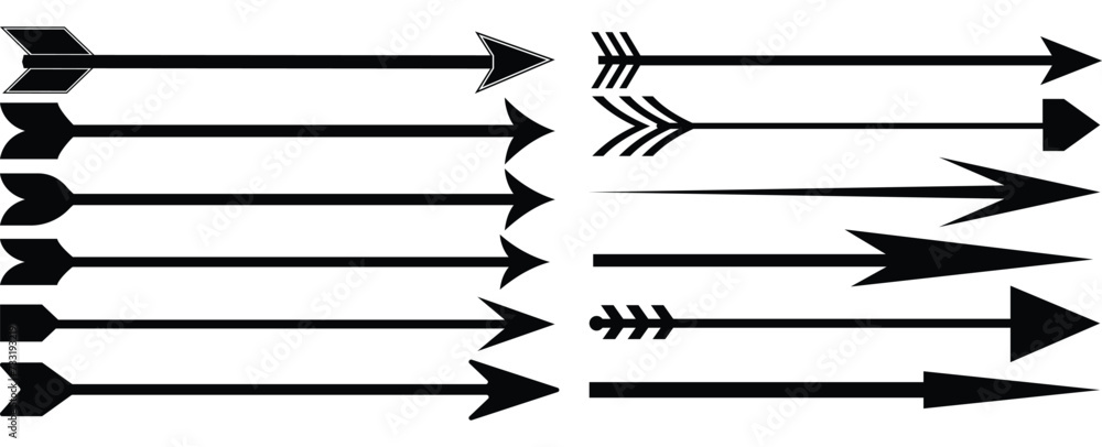 Straight arrows. Directional signs for navigation. Direction indicators ...
